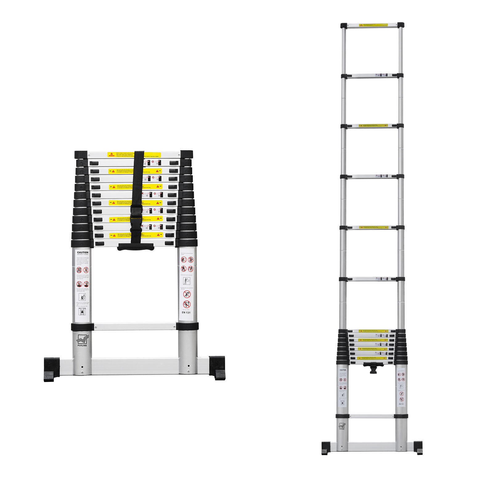 3.8m Portable Telescopic Ladder Aluminium Alloy 13 Steps