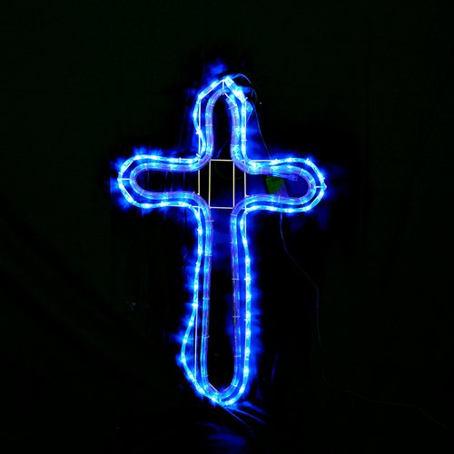 Flashing Cross Motif Rope Light for Christmas Decoration Blue White